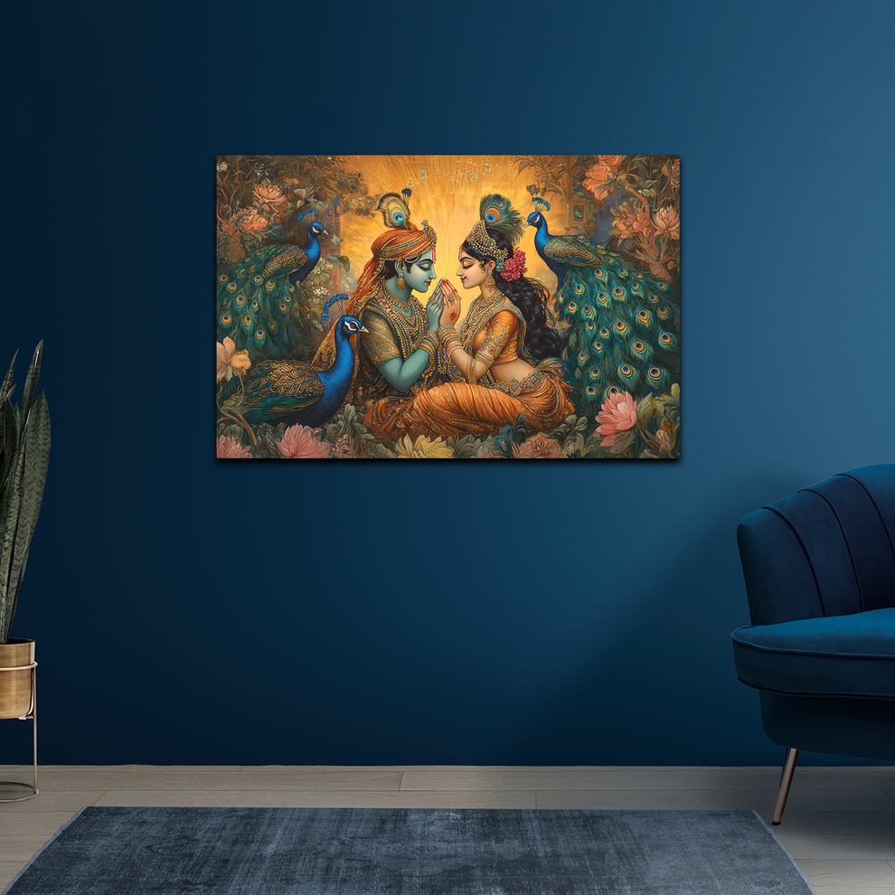 Radha Krishna Promising Canvas Painting – Where Love Meet...